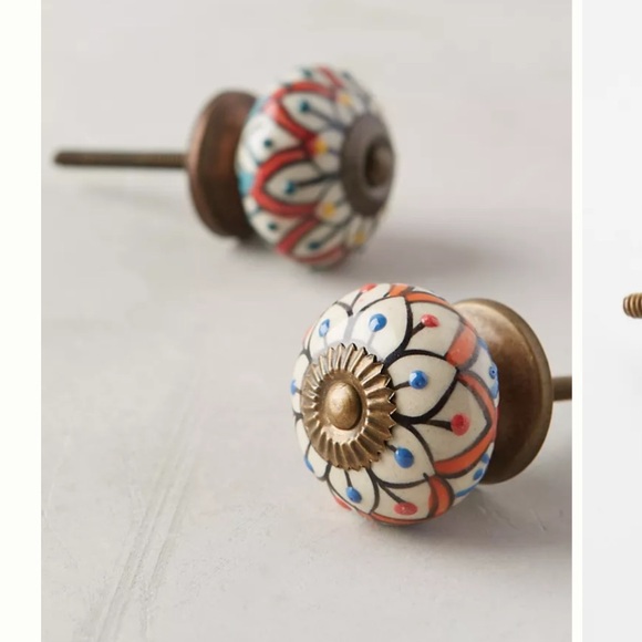 Anthropologie | Accents | Ceramic Painted Anthropologie Drawer Knobs With Silver Hardware | Poshmark